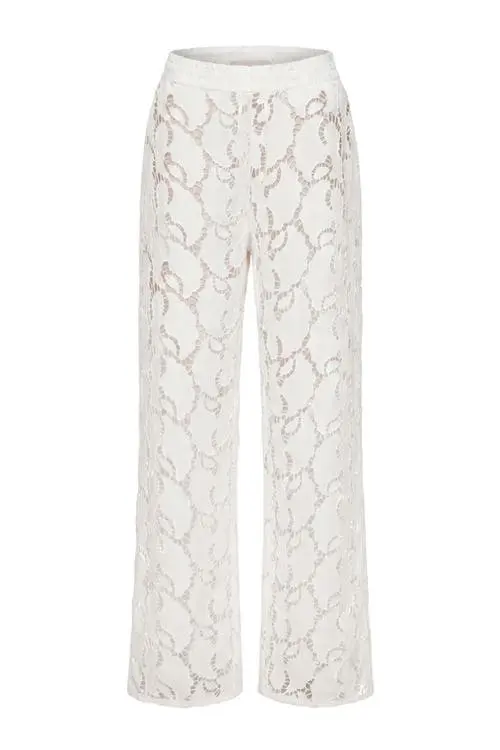 NICHOLAS Sandra Broderie Lace Wide Leg Pants - Ivory