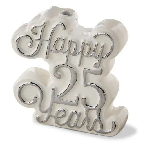 TAG Happy 25 Years Cake Topper Candleholder Earthenware Everyday