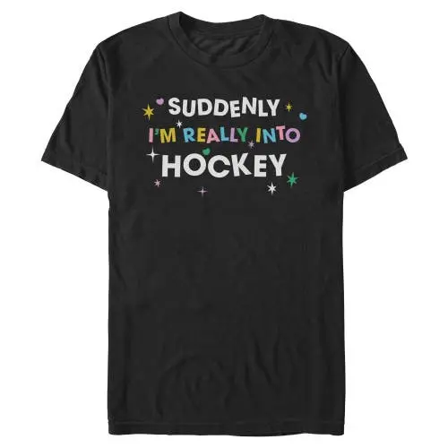LOST GODS Really Into Hockey Colors Short Sleeve Graphic T-shirt - Black