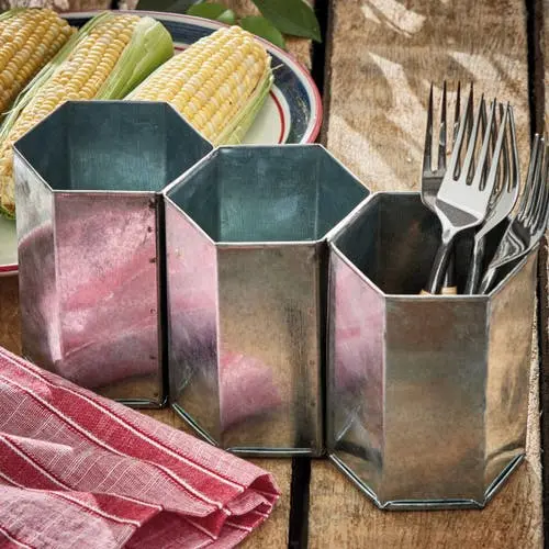 TAG Galvanized Flatware Caddy Galvanized Iron Summer