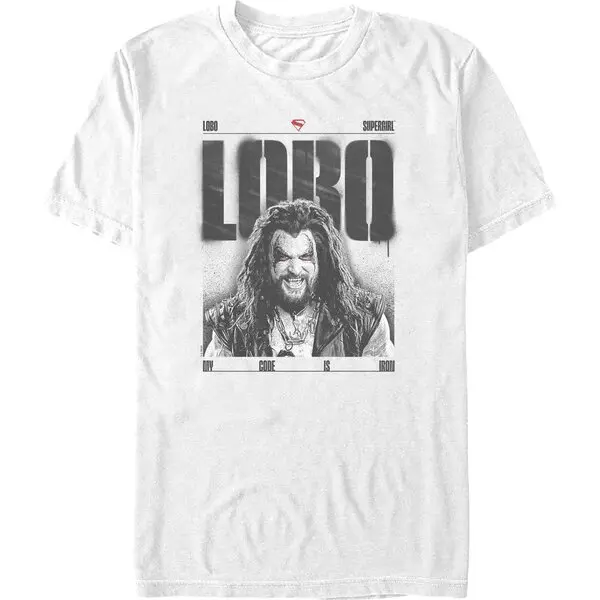 SUPERGIRL Lobo Graffiti Portrait Short Sleeve Graphic T-shirt - White