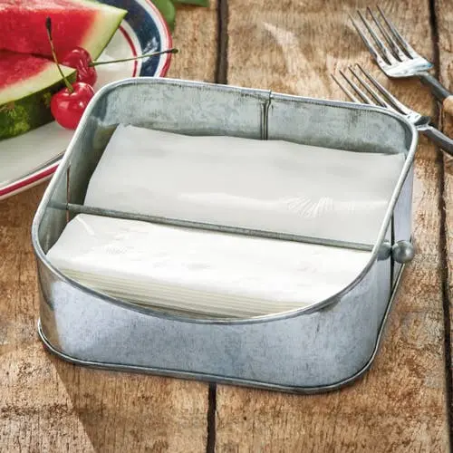 TAG Galvanized Napkin Holder Stylish Kitchen Serveware Organizer