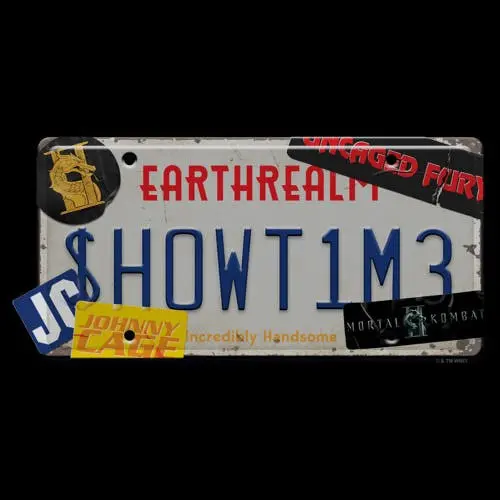 MORTAL KOMBAT II Johnny Cage Showtime License Plate Short Sleeve Graphic T-shirt