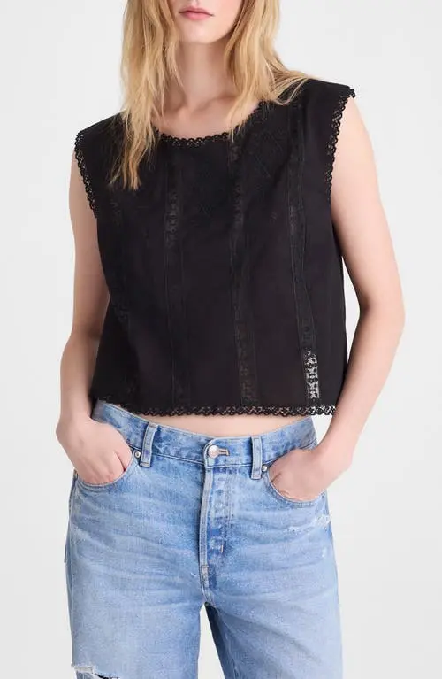 Madewell Embroidered Lace Insert Top - Jet Black