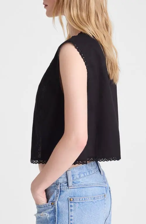 Madewell Embroidered Lace Insert Sleeveless Top - Jet Black
