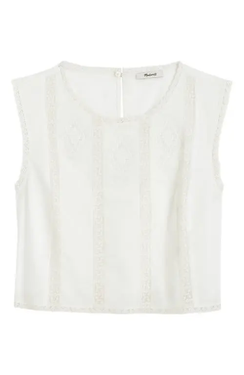 Madewell Embroidered Lace Insert Top - White