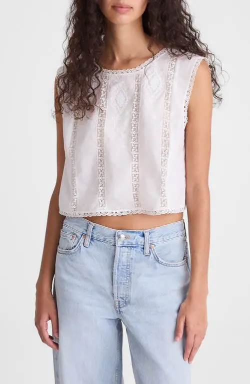 Madewell Embroidered Lace Insert Sleeveless Top - White