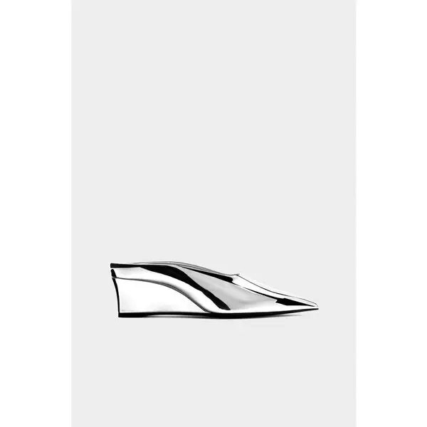 SIMONMILLER Pointed Gala Wedge Mule - Silver