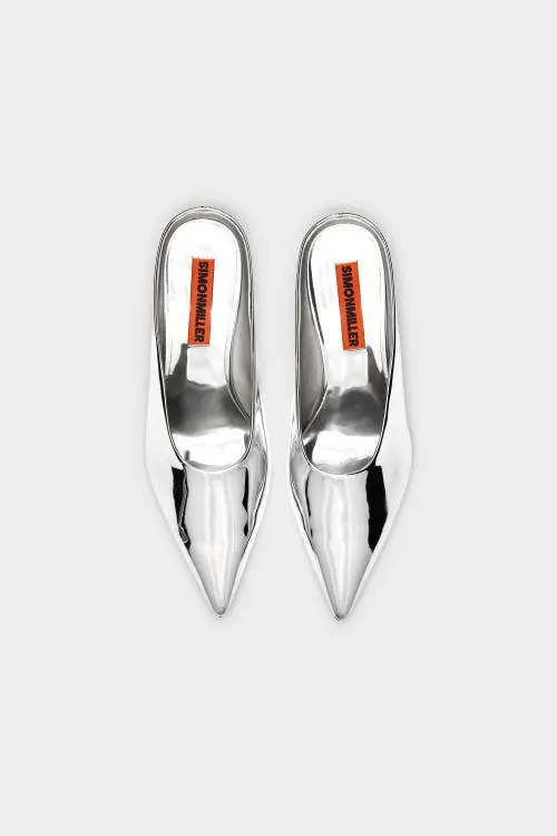 SIMONMILLER Pointed Gala Wedge Mule - Silver