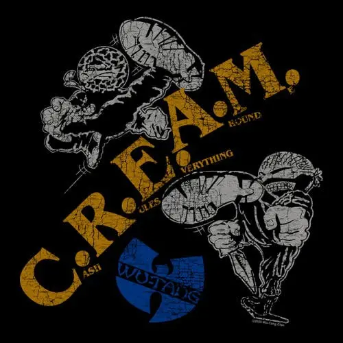WU-TANG CLAN Cream Kicks Distressed Logo Short Sleeve Graphic T-shirt