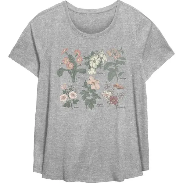 LOST GODS Floral Names Scoop Hem T-shirt