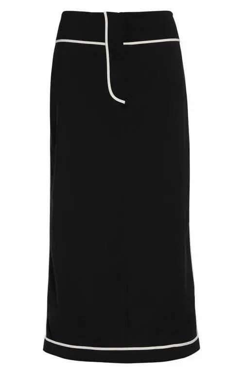 ASHLYN Kado Tropical Stretch Wool Midi Skirt - Black