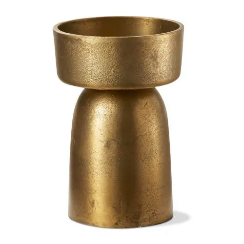 TAG Knoll Short Pillar Candle Holder Antique Brass Aluminum - Gold
