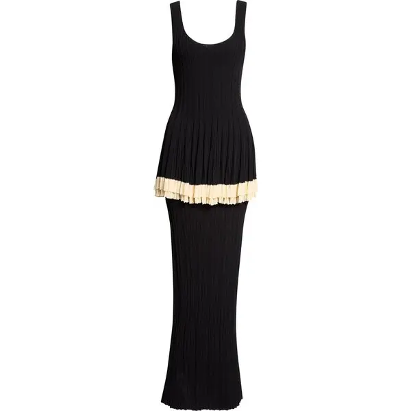 ASHLYN Kishi Layered Rib Sweater Dress - Black/ivory