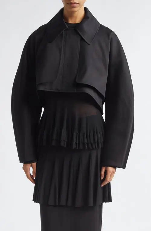 ASHLYN Beckett Crop Cotton Sateen Swing Jacket - Black