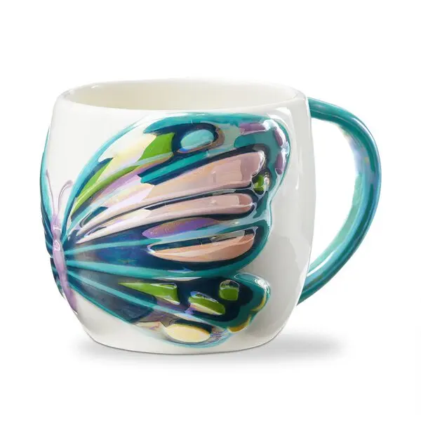 TAG Everyday Butterfly Earthenware Mug Multi 17 Oz 4.03x4.03x3.78 - Multicolored