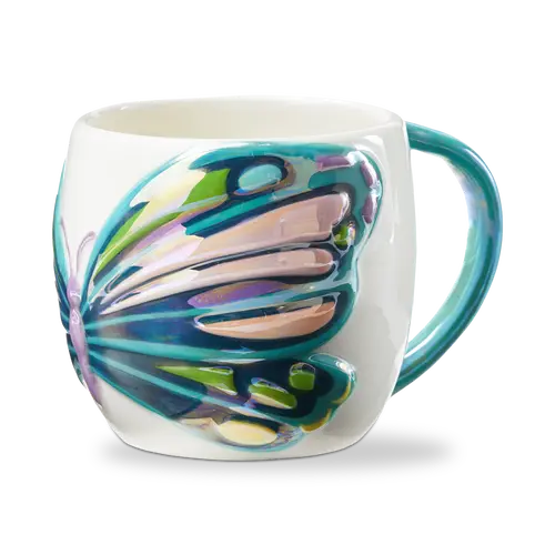 TAG Everyday Butterfly Earthenware Mug Multi 17 Oz 4.03x4.03x3.78