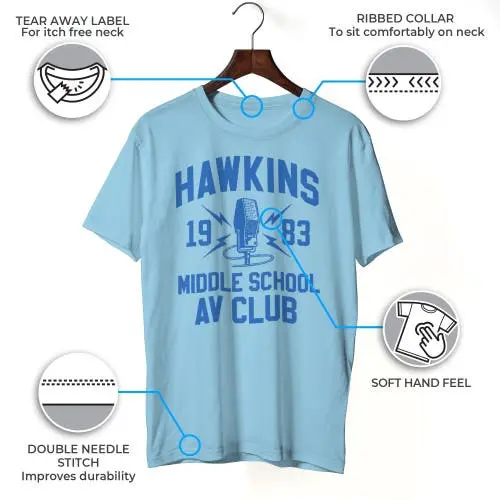 STRANGER THINGS Netflix Hawkins Av Club 1983 Short Sleeve Graphic T-shirt