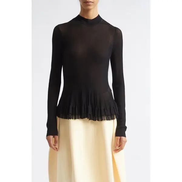 ASHLYN Meritt Ruffle Hem Mock Neck Sweater