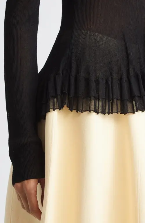 ASHLYN Meritt Ruffle Hem Mock Neck Sweater