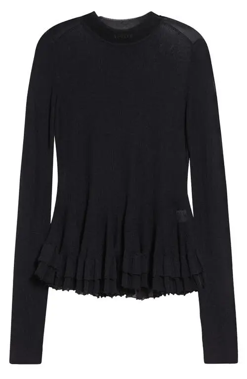 ASHLYN Meritt Ruffle Hem Mock Neck Sweater