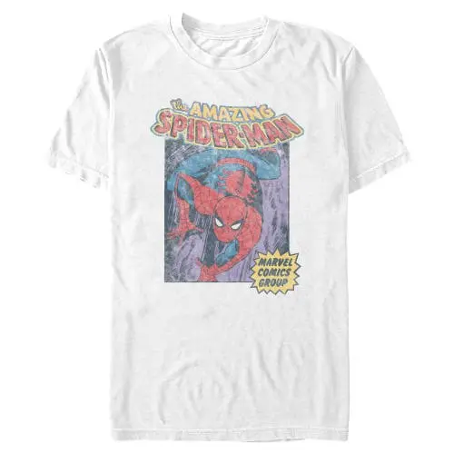 MARVEL: SPIDER-MAN Distressed Amazing Spider Short Sleeve Graphic T-shirt - White