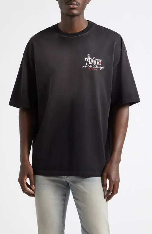 Amiri Oversize Studio Embroidered Skate T-shirt - Black