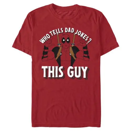 MARVEL Deadpool This Guy Tells Dad Jokes Graphic T-shirt - Cardinal