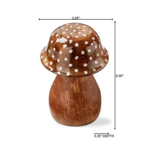 TAG Dottie Mushroom Decorative Object Sm Natural Enamel Mango Wood Spring