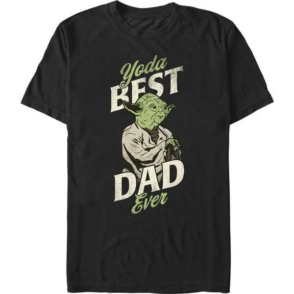 STAR WARS Distressed Yoda Best Dad Ever Short Sleeve Graphic T-shirt
