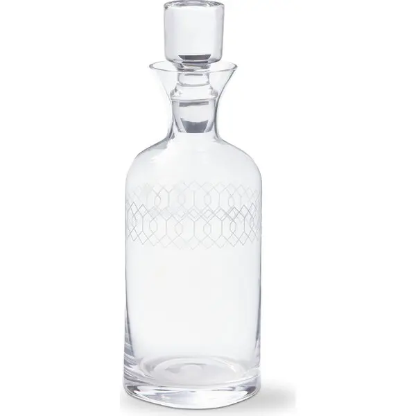 TAG Fitz Etched Glass Decanter Bar Pitcher 40 Oz 4x4x11.5 - Clear