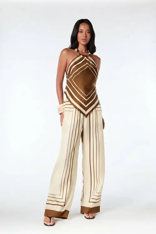 NICHOLAS Sandra Print Pant - Ivory  Spice Scarf Print