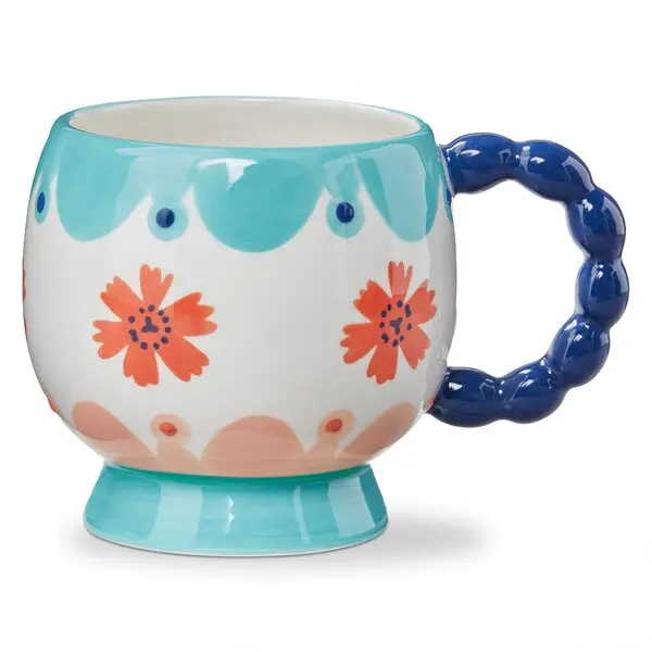 TAG Eclectic Fun Footed Mug Earthenware Multi 18 Oz 5.58x3.63x4