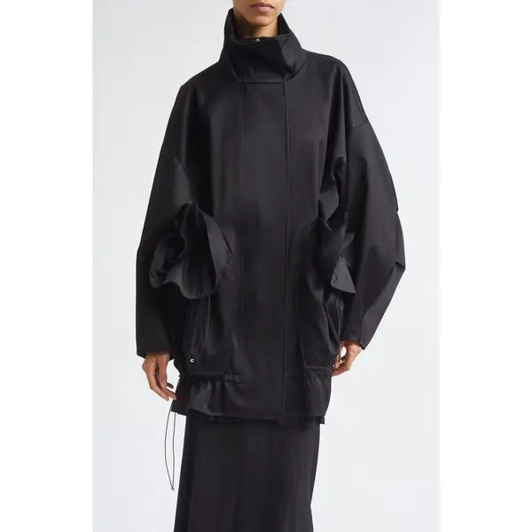 ASHLYN Chandra Cotton Sateen Coat - Black