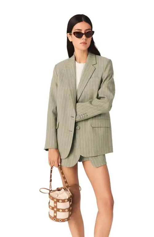 Maje Linen Blend Suit Jacket