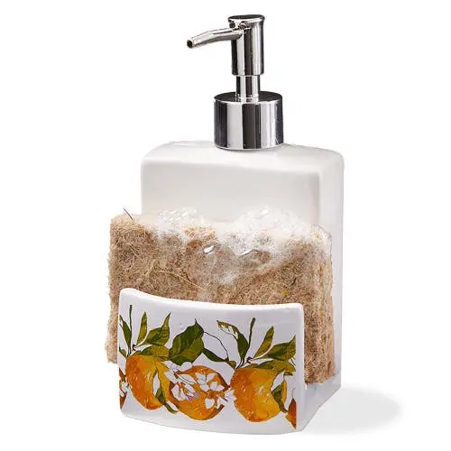 TAG Lemoncello Soap Dispenser Sponge Holder Multicolor Bone China