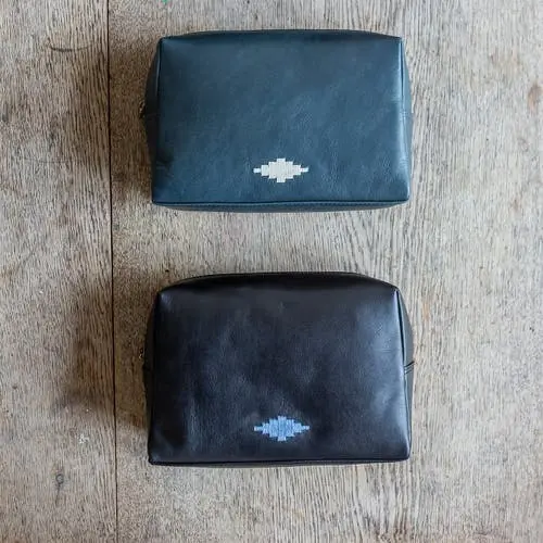 PAMPEANO Afeite Washbag In Canvas And Leather - Navy