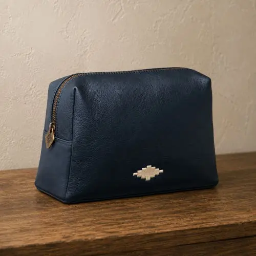 PAMPEANO Afeite Washbag In Canvas And Leather - Navy