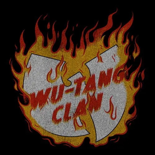 WU-TANG CLAN Distressed Logo On Fire Graphic T-shirt