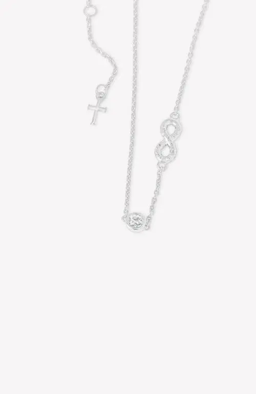 RIZEN JEWELRY Infinity Ichthys Pendant Necklace With Solitaire - Sterling Silver