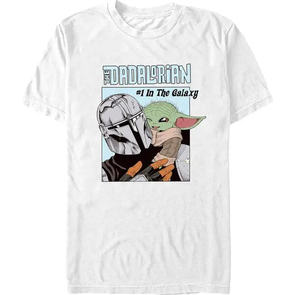 STAR WARS: THE MANDALORIAN The Dadalorian Number One Galaxy Short Sleeve Graphic T-shirt - White