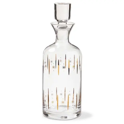 TAG Starlight Glass Decanter Beverage Server For Bar Decor - Gold