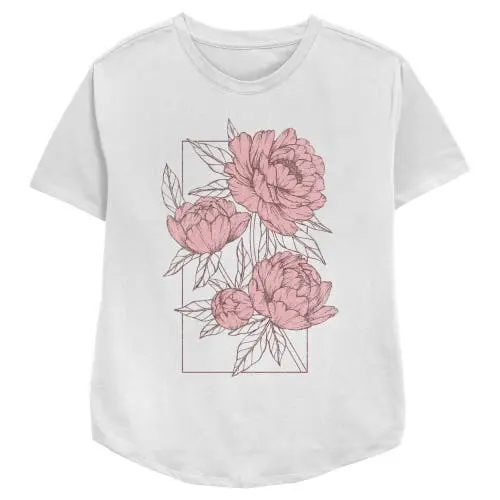 LOST GODS Distressed Peonies Graphic T-shirt - White