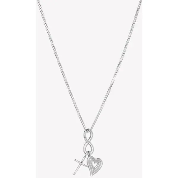 RIZEN JEWELRY Faith, Hope, And Love Pendant Necklace - Sterling Silver