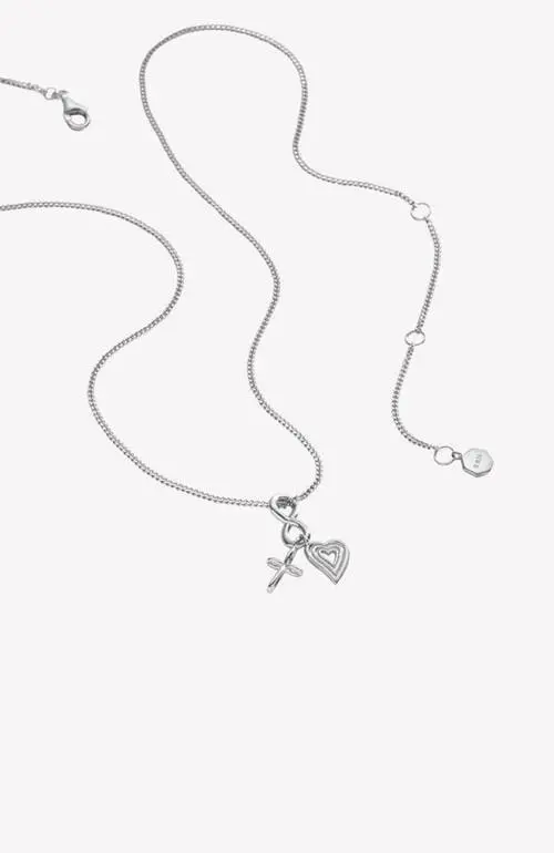 RIZEN JEWELRY Faith, Hope, And Love Pendant Necklace - Sterling Silver
