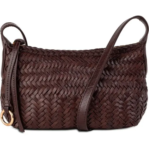 Sam Edelman Kasey Woven Leather Crossbody Bag - Dark Brown
