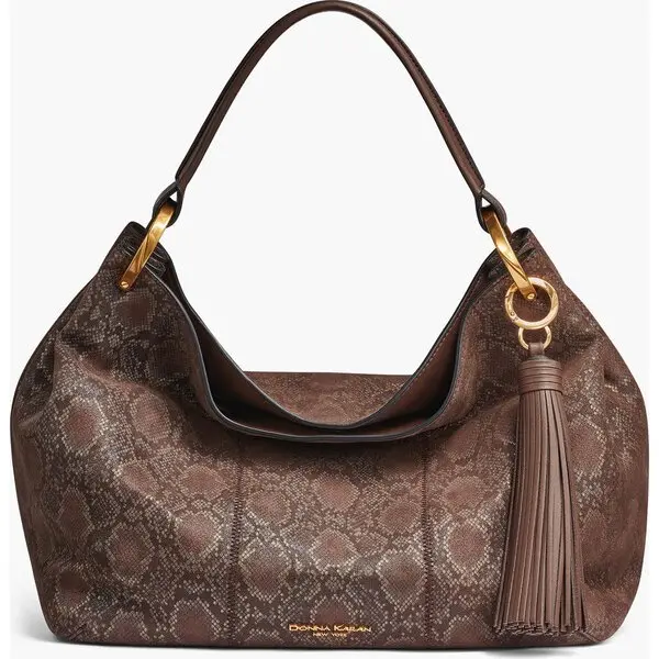 Donna Karan New York Glenwood Python Suede Shoulder - Brown Multi