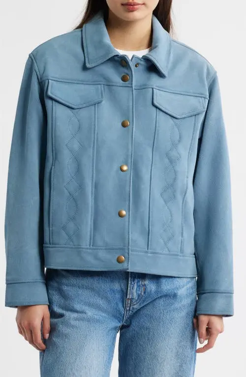 THE FRYE COMPANY Cow Split Leather Jacket - Blue