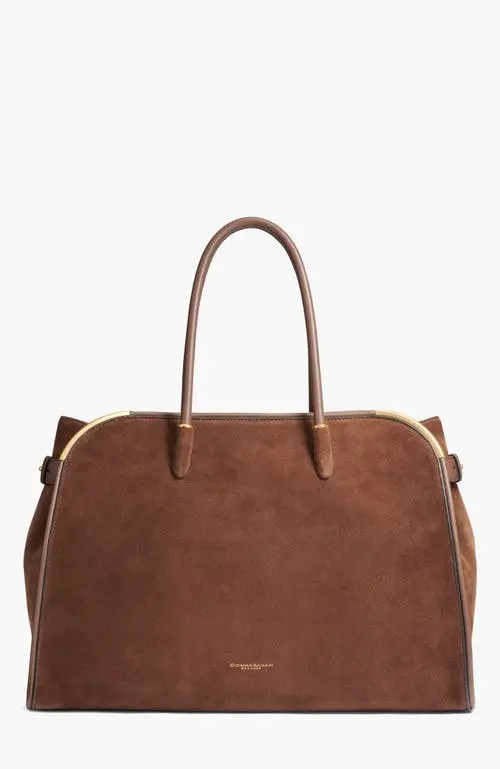 Donna Karan New York Satin Suede Tote Bag - Chocolate