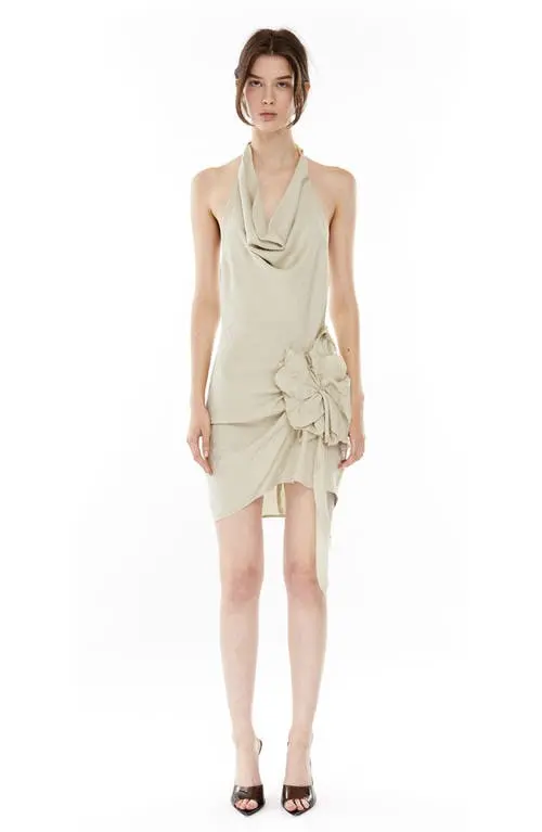 MOTHER OF ALL Patsy Mini Dress With Halter Neck And 3d Floral Detail
